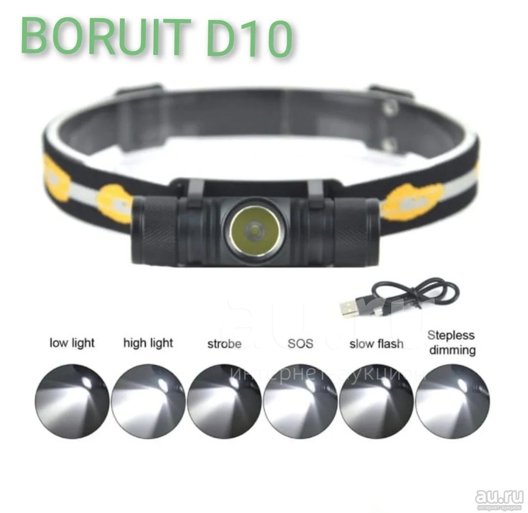 Фонарь налобный Boruit D10 — купить в Красноярске. Состояние: Новое ...