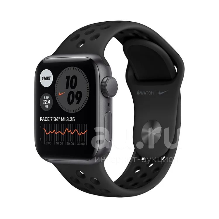 Apple Watch SE, Nike, 44MM, Корпус из алюминия черного цвета ...