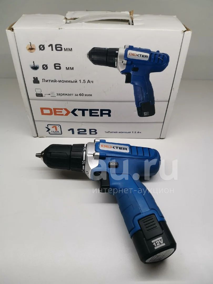 Дрель аккумуляторная Dexter ML-CD62-120S, 12 В Li-ion 1.5 Ач Весны 7а ...
