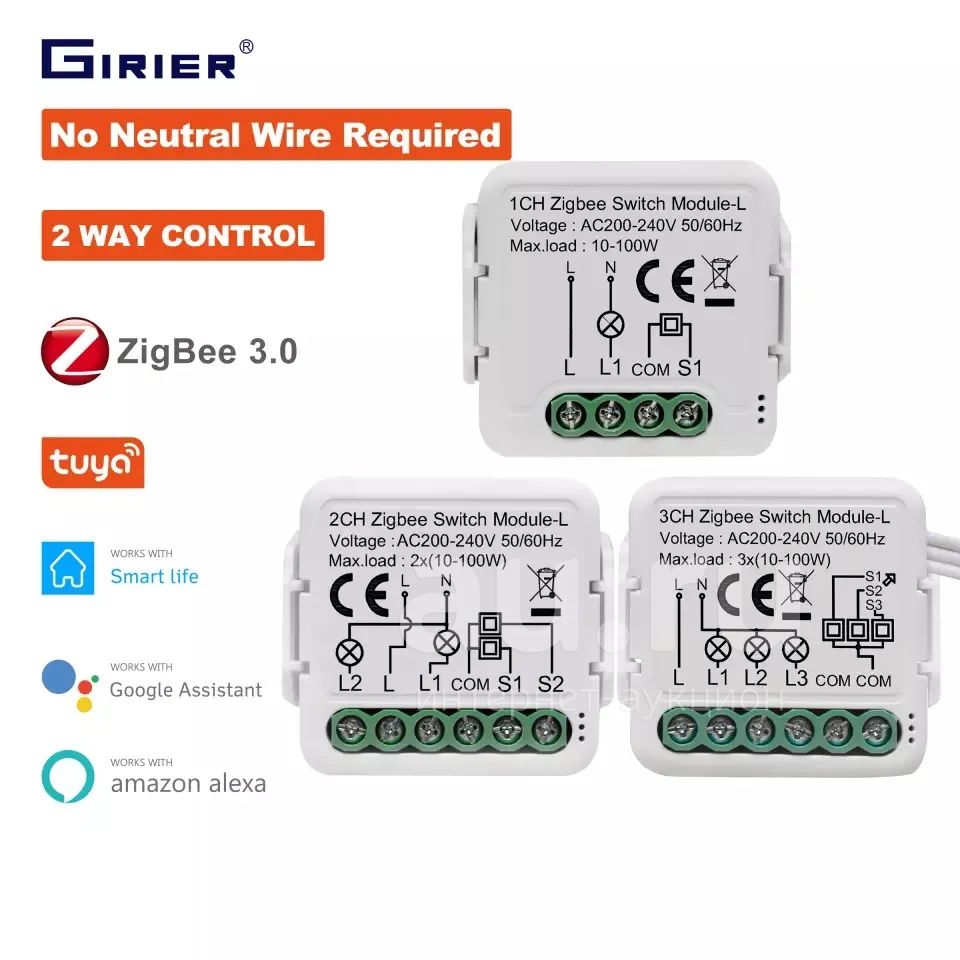 ZigBee выключатель 2 канала. Без нейтрального провода! — купить в ...