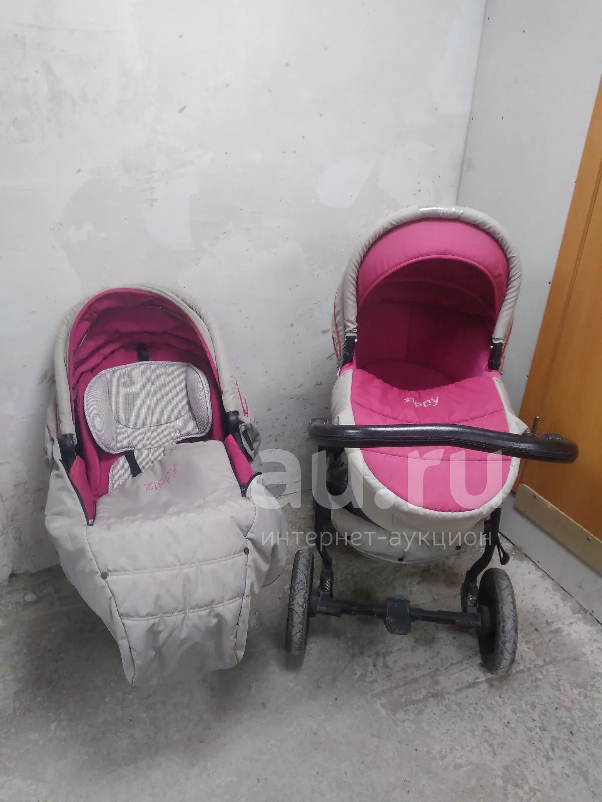 Коляска зиппи 2в1 с рождения до 3-4 лет. Для девочки серо-малиновая ...