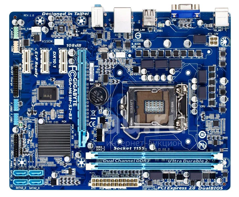Материнская плата Gigabyte GA-H61M-S2-B3 (Intel H61/B3),(LGA 1155) Dual ...