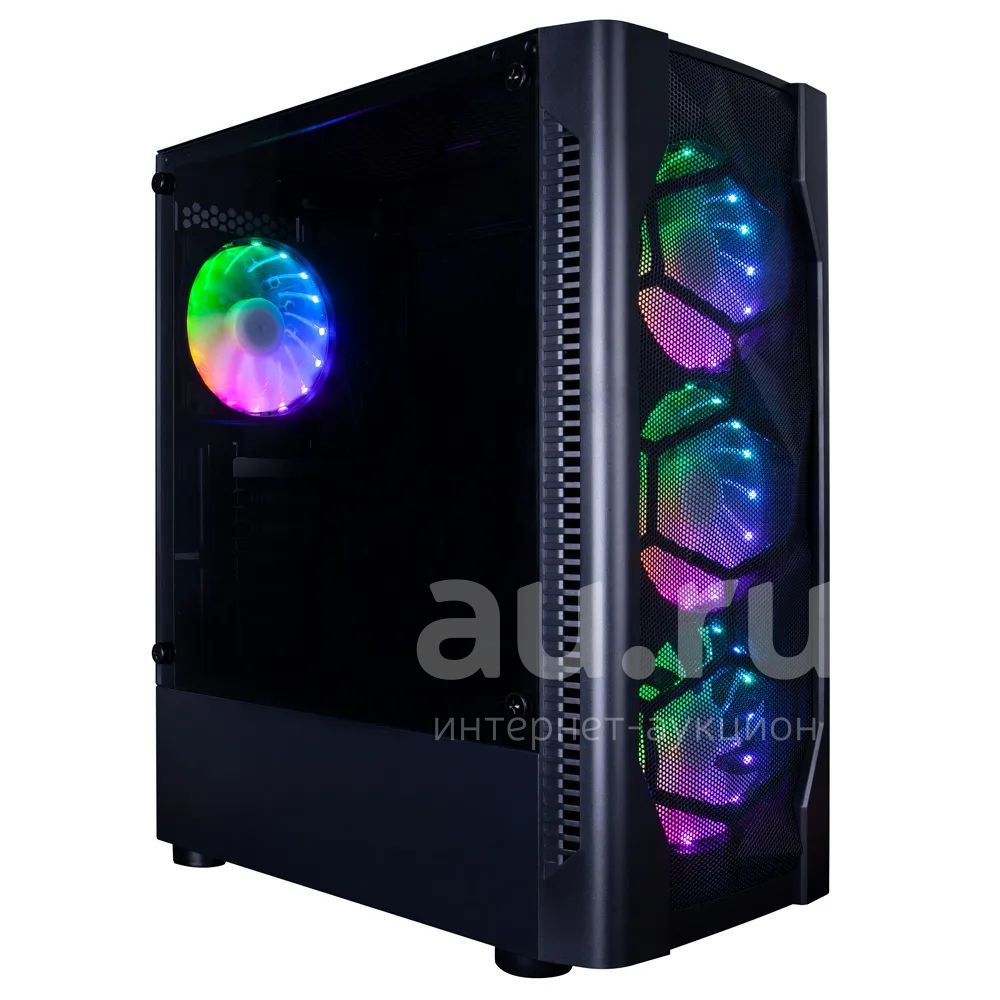 Корпус ATX 1STPLAYER DK D4 BLACK / ATX, tempered glass, metal mesh / 4x ...