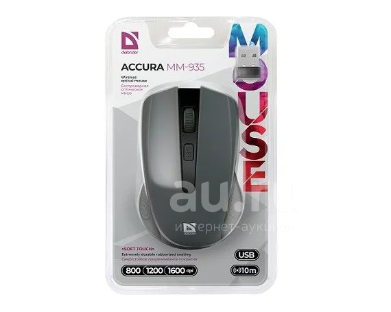Беспроводная оптическая мышь Defender Accura MM-935 серая, 4 кнопок ...